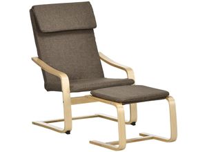 4255633524614 - Relaxsessel mit Hocker mit Fußpolster Kopfpolster und Armlehnen braun 67B x 72T x 100H cm relaxsessel mit fußhocker ruhesessel mit armlehne relaxstuhl
