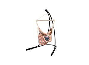4057216013429 - Freistehendes Stahl-Hängestuhlgestell 210cm inkl XXL Hängesessel aus Baumwolle mit Swivel 185x130cm 4057216013429 - Freistehendes Stahl-Hängestuhlgestell 210cm inkl XXL Hängesessel aus Baumwolle mit Swivel 185x130cm