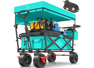 4260729114617 - KESSER® Bollerwagen faltbar GT9000 Handwagen mit Dach Transportwagen max belastbar bis 150kg mit Hartgummi-Räder & Feststellbremsen (Vorne & Hinten) Inkl Schloss Abdeckung Wetter & Sichtschutz