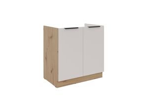 4255832102248 - Küchen Spülenunterschrank 80 cm Küche SOLANO Kaschmir beige Schwarz Küchenzeile 4255832102248 - Küchen Spülenunterschrank 80 cm Küche SOLANO Kaschmir beige Schwarz Küchenzeile