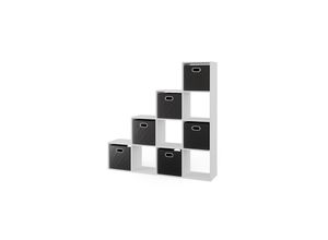 4066731034536 - Treppenregal Raumteiler Bücherregal 10 Fächer Weiß Stufenregal Faltbox