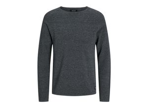 5713776131469 - JACK & JONES Rundhalspullover JJEHILL Dark Grey MELANGE Unifarben Grau - Gr L