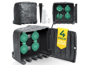 4260751943001 - KESSER® Gartensteckdose Steinoptik mit 4 Steckplätzen InklErdspieß Mehrfachsteckdosen aussen mit 3m Verlängerungskabel Außensteckdose IP44 Wasserdicht Steinsteckdose mit ON Auto Dämmerungssensor 4260751943001 - KESSER® Gartensteckdose Steinoptik mit 4 Steckplätzen InklErdspieß Mehrfachsteckdosen aussen mit 3m Verlängerungskabel Außensteckdose IP44 Wasserdicht Steinsteckdose mit ON Auto Dämmerungssensor
