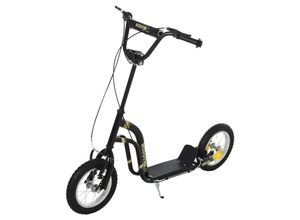 4251774913416 - Kinderroller Scooter Tretroller Cityroller Kinder Roller Kickboard mit Luftreifen 12 Zoll Schwarz 12