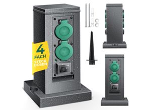 4260751943025 - KESSER® Gartensteckdose Steinoptik mit 4 Steckplätzen InklErdspieß Mehrfachsteckdosen aussen mit 3m Verlängerungskabel Außensteckdose IP44 Wasserdicht Steinsteckdose mit ON Auto Dämmerungssensor 4260751943025 - KESSER® Gartensteckdose Steinoptik mit 4 Steckplätzen InklErdspieß Mehrfachsteckdosen aussen mit 3m Verlängerungskabel Außensteckdose IP44 Wasserdicht Steinsteckdose mit ON Auto Dämmerungssensor
