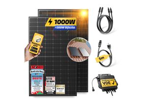 4262399771992 - Balkonkraftwerk 1000W 800W Solaranlage mit Dach Halterung (Einzelmontage) Halterung Steckerfertig WIFI Komplettset Photovoltaik Anlage 800W Kabellänge 5m