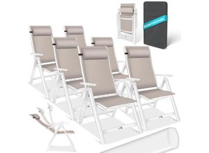4255598357753 - KESSER® Gartenstuhl Hochlehner mit Armlehnen Aluminium Klappstuhl inkl Kopfkissen Campingstuhl 7-Fach Verstellbar Rückenlehne Atmungsaktiv & Wetterfest Klappbar & Anti-Rutsch