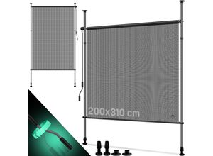 4255598359368 - KESSER® Klemmmarkise Senkrechtmarkise außen Ausziehbar & Blickdicht Vertikalmarkise mit Handkurbel ohne Bohren Balkon-Sichtschutz & Windschutz für Garten & Terrasse Wasserfest