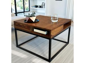 4251757730788 - Couchtisch Sofatisch Holz Massiv 60 cm Wohnzimmertisch Quadratisch