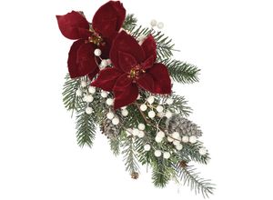 4019844804251 - Winterliche Kunstpflanze IGEA Gesteck Poinsettia mit LED Beleuchtung Weihnachtsdeko rot B20cm H44cm T10cm Kunststoff Polyester Kunstpflanzen Kunstblumen-Arrangement mit Weihnachtsstern Weihnachtsgesteck