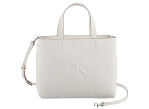 8719849877590 - Henkeltasche CALVIN KLEIN JEANS SCULPTED MINI EW TOTE Damen Gr B H T 27cm x 22cm x 7cm weiß (lily weiß) Lederimitat unifarben Taschen Shopper große Schultertasche mit abnehmbarem Schulterriemchen