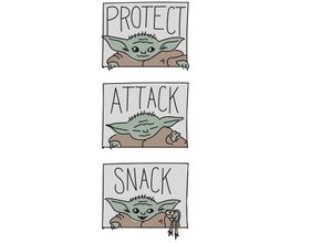 4055065190292 - Bild KOMAR Mandalorian The Child Protect Attack Snack bunt (farbe bild(er) bunt) B40cm H50cm Papier Holz Bilder Wandbild zur Dekoration im Kinderzimmer - ohne Rahmen