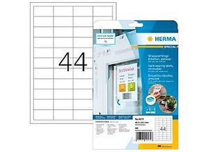 4008705045728 - Folienetiketten HERMA 4572 selbstklebend wiederablösbar wetterfest bedruckbar B 483 x H 254 mm weiß 880 Stück 20 Blatt 4008705045728 - Folienetiketten HERMA 4572 selbstklebend wiederablösbar wetterfest bedruckbar B 483 x H 254 mm weiß 880 Stück 20 Blatt