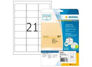 4008705086707 - Folienetiketten HERMA 8670 permanenthaftend selbstklebend bedruckbar No-Label-Effekt B 635 x H 381 mm transparent 525 Stück 25 Blatt 4008705086707 - Folienetiketten HERMA 8670 permanenthaftend selbstklebend bedruckbar No-Label-Effekt B 635 x H 381 mm transparent 525 Stück 25 Blatt