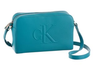 8719849878092 - Messenger Bag CALVIN KLEIN JEANS SCULPTED EW CAMERA BAG20 Damen Gr B H T 20cm x 13cm x 55cm blau (türkis) Lederimitat unifarben Taschen kleine Umhängetasche Schultertasche Damen mit CK-Prägung