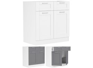 4051814442131 - Küchenschrank Maße ca H 82 x B 80 x T 46 cm Unterschrank mit zwei Drehtüren und zwei Schubladen im Landhaus Stil Küchenmöbel – Colura