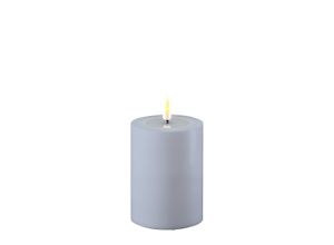 5744001241455 - Deluxe Homeart LED Real Flame Outdoor Stumpenkerze staubig blau Ø75 x H10cm staubig blau