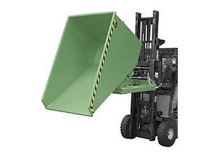 4052462073432 - Kippbehälter EXPO-E 1200 mit Rollen Deichsel & Ablasshahn öl- wasserdicht abrollend B 1070 x T 1720 x H 1095 mm resedagrün RAL 6011