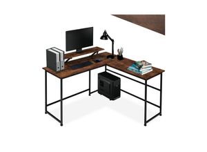 4061173205421 - tectake® Schreibtisch Industrial Style mit verschiebbarem Monitoraufsatz 140 x 130 x 765 cm