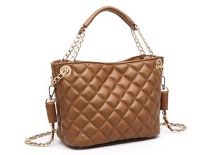 4036673248728 - Schultertasche New York Damen Gr B H T 23cm x 20cm x 14cm onesize braun Polyurethan (PU) COLLEZIONE ALESSANDRO Taschen aus gestepptem Softmaterial