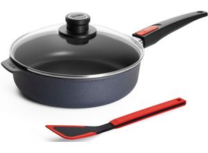 4054359039781 - Schmorpfanne WOLL MADE IN GERMANY Diamond Lite Pfannen Gr Ø 24 cm + Höhe 7 cm grau (anthrazit) Schmorpfannen Induktion inkl Pfannenwender abnehmbarer Stiel Made in Germany