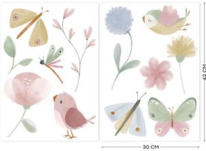8711444615591 - Wandtattoo LITTLE DUTCH Selbstklebende Set Flowers & Butterfiles Wandtattoos Gr B H T 30 cm x 42 cm x 0 cm Kinder bunt (bunt aquarell matt) Wandtattoos Wandsticker