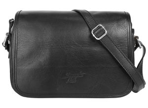 4260543031886 - Umhängetasche SAMANTHA LOOK Damen Gr B H T 25cm x 20cm x 6cm onesize schwarz Leder beschichtet glänzend Taschen echt Leder Made in Italy