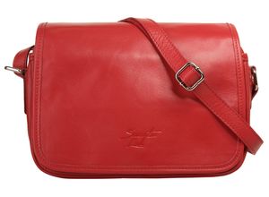 4260543039882 - Umhängetasche SAMANTHA LOOK Damen Gr B H T 25cm x 20cm x 6cm onesize rot Leder beschichtet glänzend Taschen echt Leder Made in Italy
