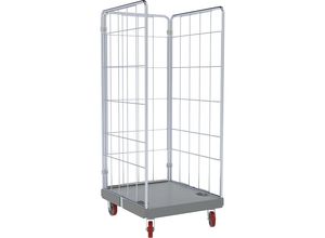 4061753246455 - eurokraft pro Hygiene-Rollbehälter Edelstahl mit 3 Seitengittern
