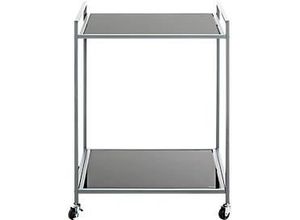 4001070241979 - Mobiler Beistelltisch HAKU 2 Ablagen mit jeweils bis zu 6 kg Tragkraft B 500 x T 360 x H 690 mm Stahl ESG-Sicherheitsglas grau schwarz