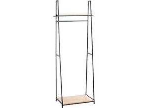 4001070254924 - Standgarderobe HAKU Gesamttragkraft 15 kg 2 Ablagen B 680 x T 400 x H 1660 mm Stahl Holz schwarz helles Eiche-Dekor