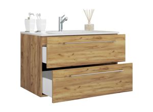 4051814405570 - 2-tlg Waschplatz Waschtisch Waschbecken Unterschrank Breite 80 cm Badmöbel Set hängend mit zwei Schubladen Badinos 4051814405570 - 2-tlg Waschplatz Waschtisch Waschbecken Unterschrank Breite 80 cm Badmöbel Set hängend mit zwei Schubladen Badinos
