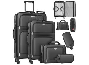 4255598332958 - KESSER® Reisekoffer Set 4-teilig Trolley Kofferset Stoffkoffer mit 3-Ziffern-TSA-Schloss 360° Rollen & Teleskopgriff Kosmetiktasche Handgepäck leichter Koffer & große Koffer für Business & Reisen