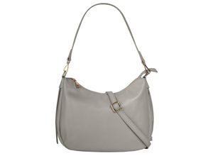 4262427393202 - Umhängetasche CLUTY Damen Gr B H T 31cm x 24cm x 7cm onesize grau Leder leicht glänzend unifarben Taschen echt Leder Made in Italy