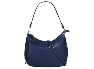 4262427393219 - Umhängetasche CLUTY Damen Gr B H T 31cm x 24cm x 7cm onesize blau Leder leicht glänzend unifarben Taschen echt Leder Made in Italy
