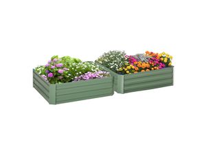 4255633519399 - Pflanzenbeet-Set mit offenen Böden und Stahlrahmen grün (Farbe grün)