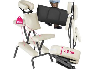 4260397650202 - Massagesessel Behandlungsstuhl mit dicker Polsterung beige inklusive schwarzer Tragetasche