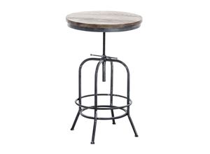 4251380457496 - Bartisch Brighton Mit Metallgestell Und Tischplatte Aus Holz I Höhenverstellbarer Runder Stehtisch Im Industrial-Design