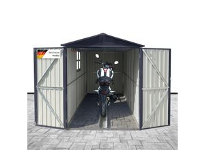 4250263782038 - Albatros Premium Motorradgarage – verzinktes Metall in Anthrazit (RAL 7016) 169x296x191cm Motorrad Unterstellplatz wetterfest