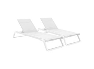 4255716371173 - 2er Set Sonnenliege Tropic stilvolle und wetterfeste Gartenliegen mit Rollen aus GFK mit verstellbarer Rückenlehne für Terrasse