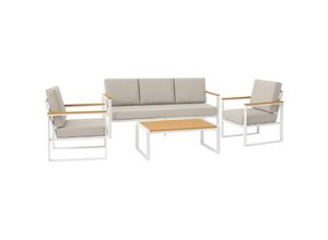 4255716361853 - Sitzgruppe Rodiesa für Garten wetterfest Set mit Tisch Sesseln Sofa und Sitzkissen Gartenlounge Set Aluminium outdoor UV-beständig