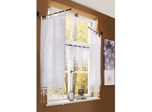 4250030819226 - Querbehang Großglockner weiß B125cm H50cm Baumwolle HOSSNER - ART OF HOME DECO Gardinen HxB 50x125
