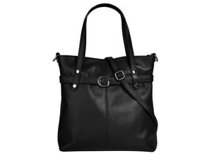 4262427393271 - Shopper CLUTY Damen Gr B H T 30cm x 31cm x 11cm onesize schwarz Leder leicht glänzend unifarben Taschen echt Leder Made in Italy