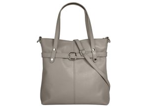 4262427393301 - Shopper CLUTY Damen Gr B H T 30cm x 31cm x 11cm onesize grau Leder leicht glänzend unifarben Taschen echt Leder Made in Italy