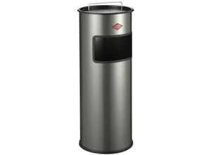 4027801206116 - Aschenbecher WESCO silber (neusilber) B32cm H74cm T32cm Stahlblech Mülleimer Standascher mit Sieb 24 Liter