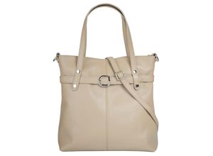 4262427393295 - Shopper CLUTY Damen Gr B H T 30cm x 31cm x 11cm onesize beige Leder leicht glänzend unifarben Taschen echt Leder Made in Italy