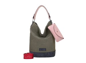4059065255524 - Schultertasche FRITZI AUS PREUSSEN Izzy07 Olga Damen Gr B H T 17cm x 37cm x 27cm grün (olivgrün) Baumwolle mehrfarbig Taschen aus veganen und recycelten Materialien