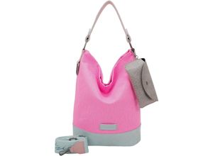 4059065257542 - Schultertasche FRITZI AUS PREUSSEN Izzy07 Olga Damen Gr B H T 17cm x 37cm x 27cm pink (neonpink) Baumwolle mehrfarbig Taschen aus veganen und recycelten Materialien