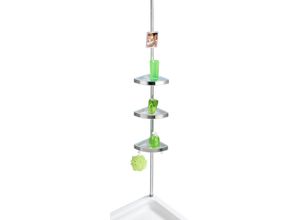 4008838369166 - Teleskopregal WENKO Premium Regale Gr B T 20 cm x 275 cm Höhe 70-260 cm silberfarben (glänzend) Duschzubehör Regale 3 Ablagen 1 Spiegel