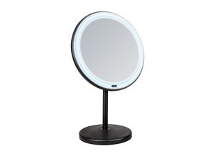 4008838377000 - Kosmetikspiegel WENKO Onno schwarz Spiegel B H T 20cm x 34cm x 135cm Stahl ABS-Kunststoff schwarz mit LED und Touch-Funktion B20cm H34cm T135cm